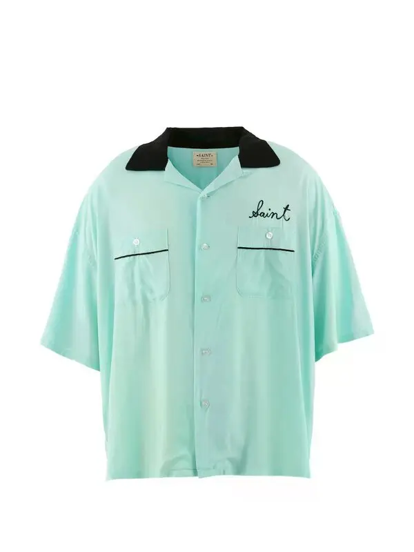 SAINT MXXXXXX Embroidered-logo Shirt - Blue