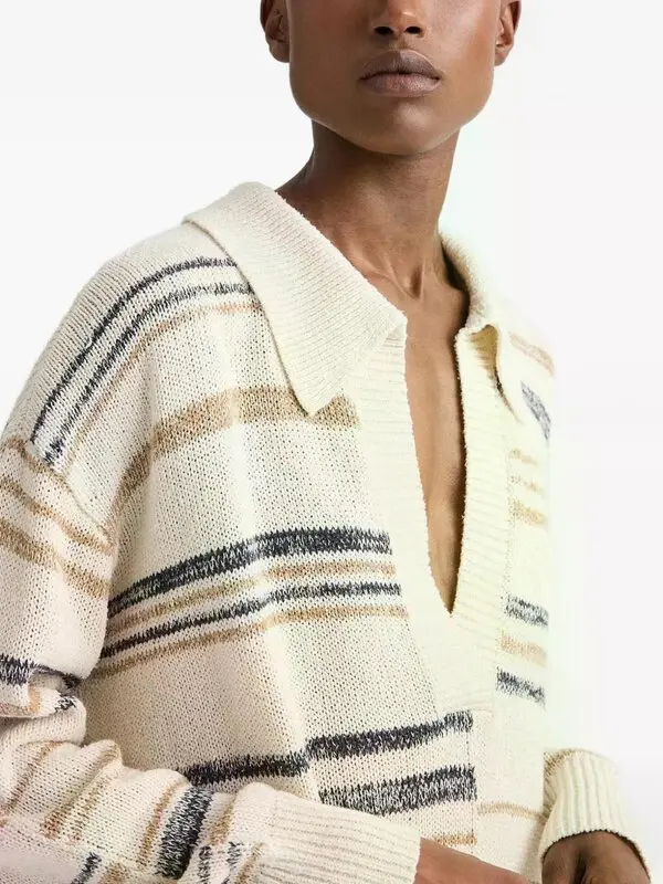 TWP Stripe-intarsia V-neck Sweater