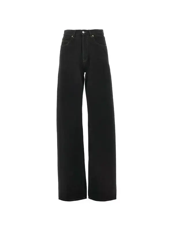 Saint Laurent Contrast Stitch Wide-leg Jeans - Black