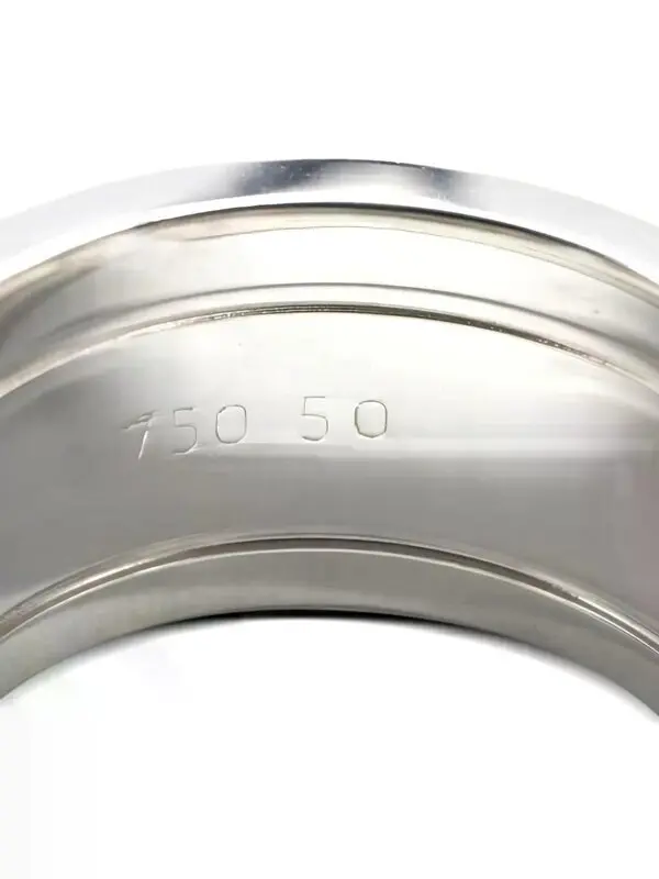 Cartier 18kt White Gold Engraved Logo Wide Band Ring - Silver