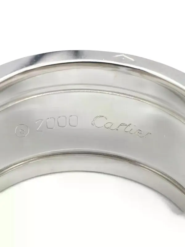Cartier 18kt White Gold Engraved Logo Wide Band Ring - Silver