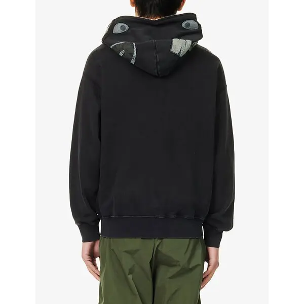 A BATHING APE Shark Embroidered Cotton-jersey Hoodie