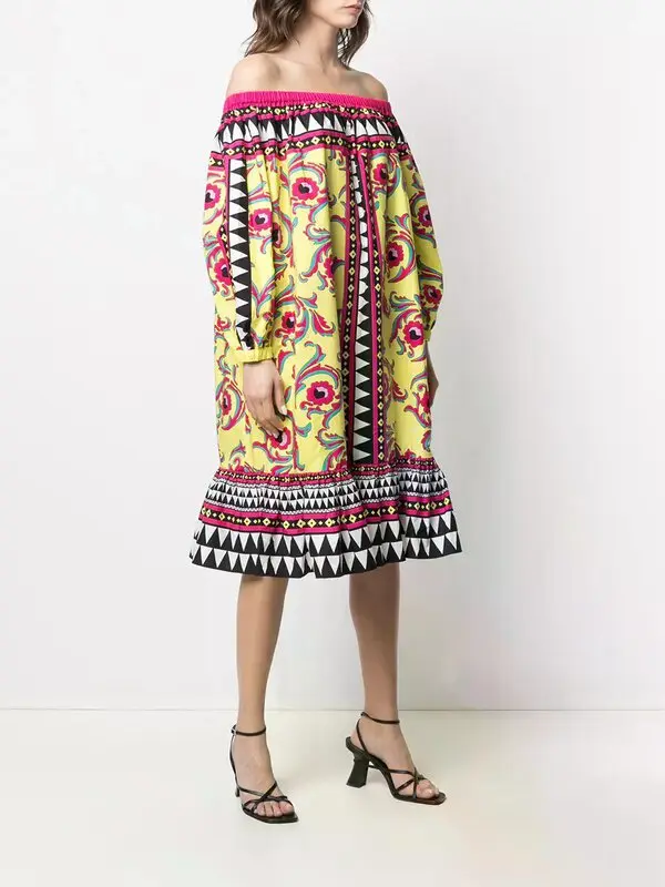 La DoubleJ Off-the-shoulder Floral Print Midi Dress