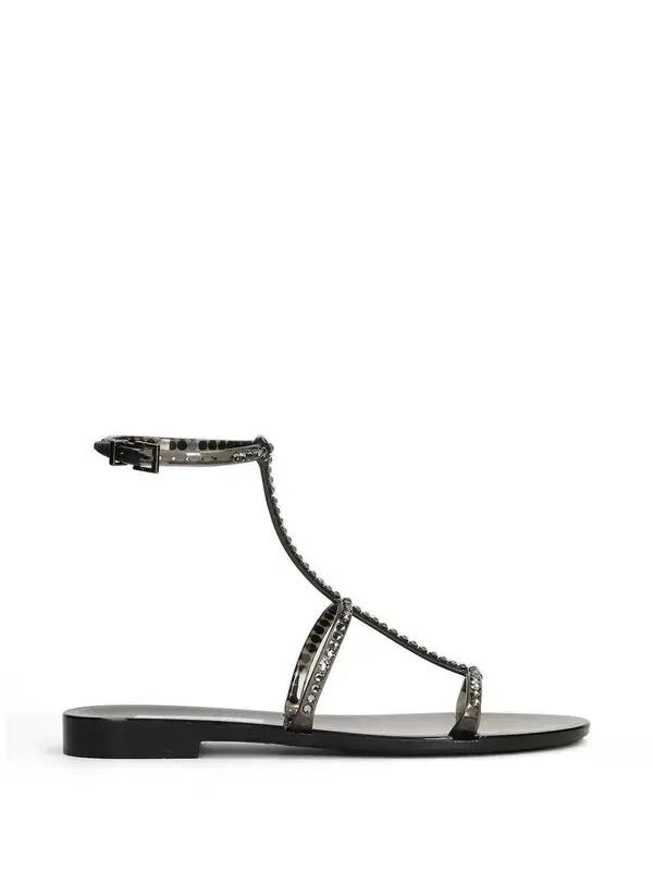 Menghi Crystal-embellished T-bar Sandals - Black