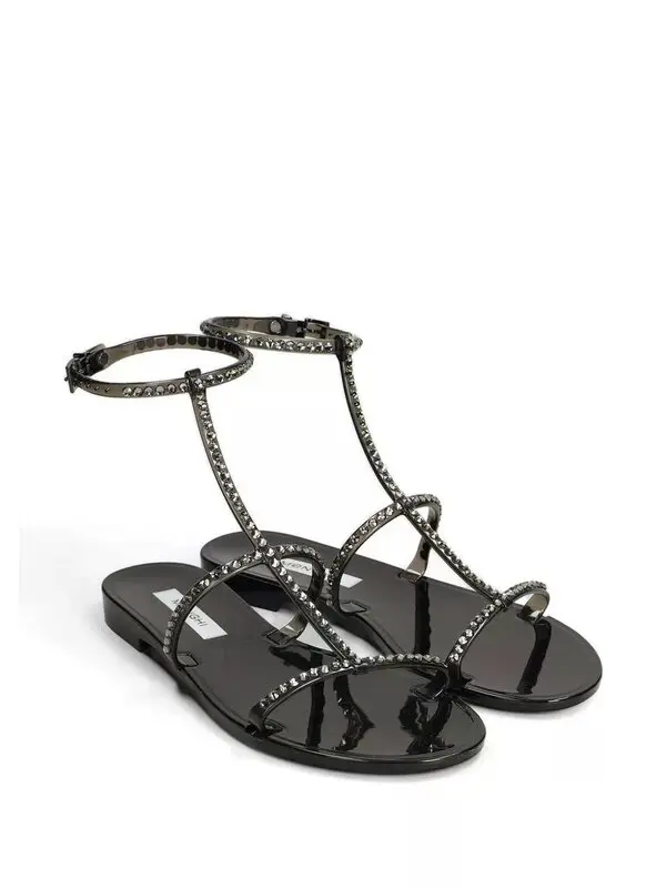Menghi Crystal-embellished T-bar Sandals - Black