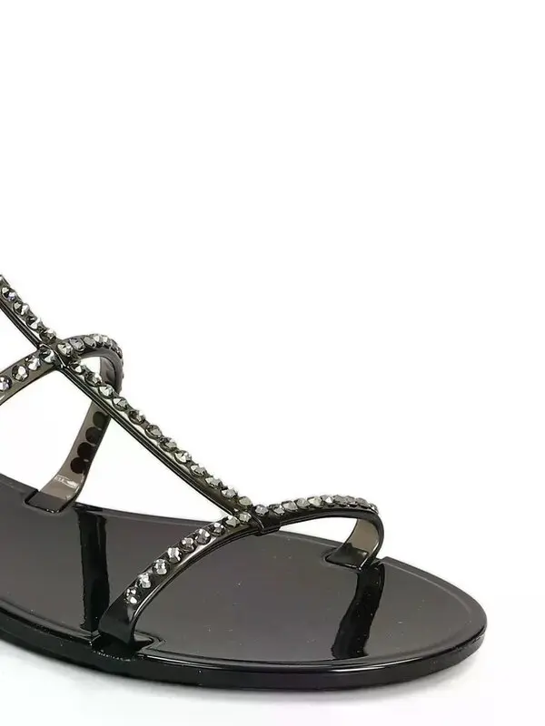 Menghi Crystal-embellished T-bar Sandals - Black