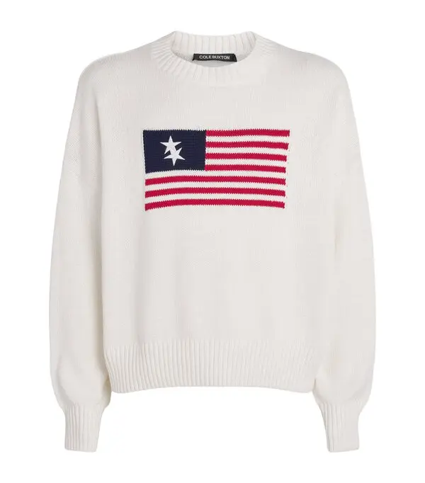 COLE BUXTON Two-star Flag Crew Neck Sweater