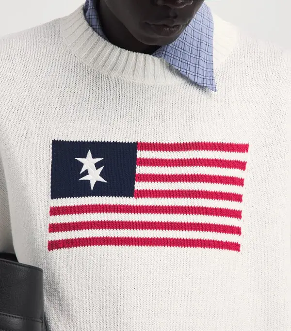 COLE BUXTON Two-star Flag Crew Neck Sweater