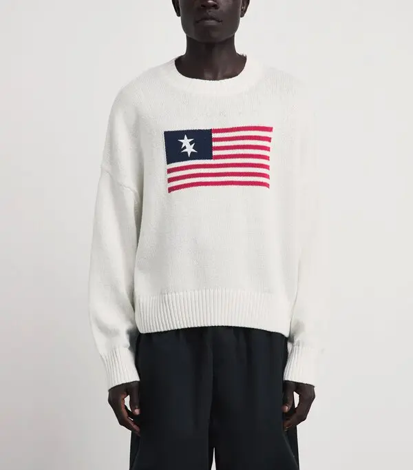 COLE BUXTON Two-star Flag Crew Neck Sweater
