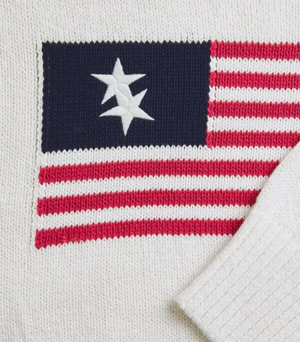 COLE BUXTON Two-star Flag Crew Neck Sweater