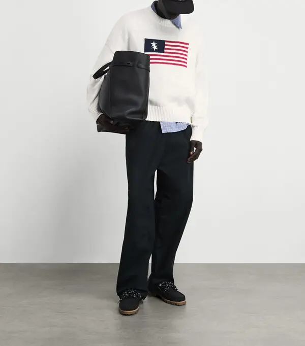 COLE BUXTON Two-star Flag Crew Neck Sweater