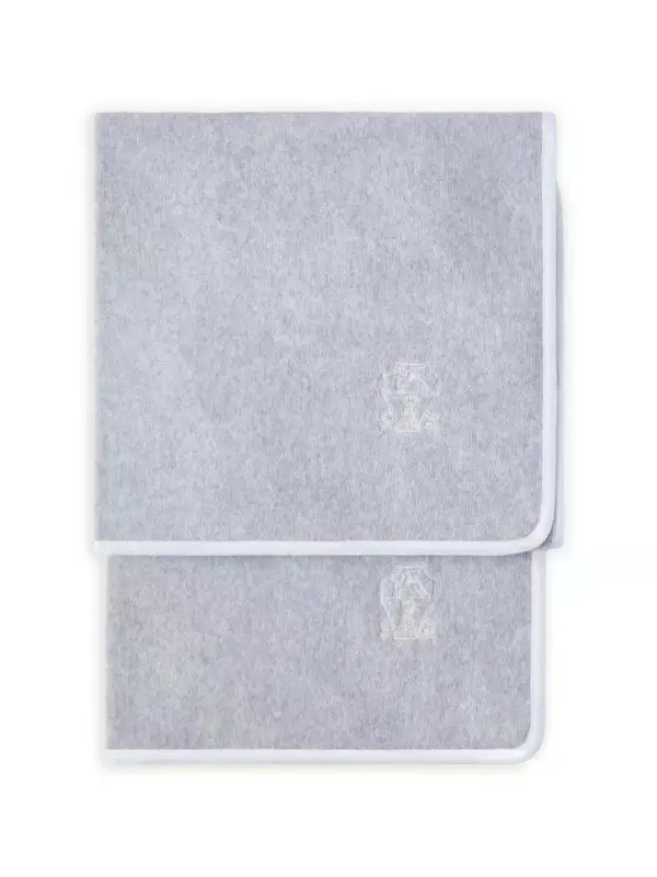 Brunello Cucinelli 2-piece Cotton Terrycloth Bath Towel Set With Embroidery - Grey