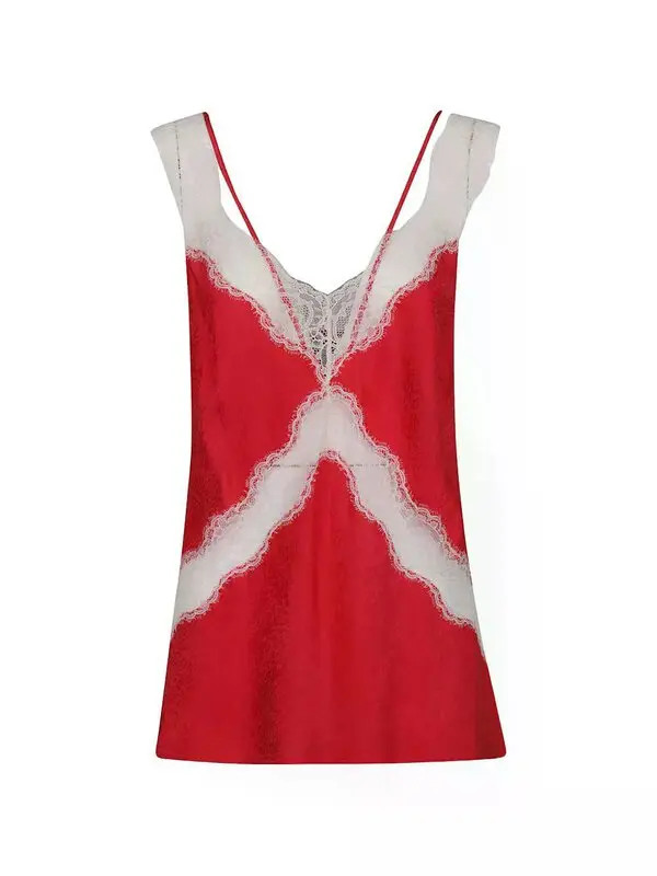 Pinko Lace-trim Jacquard Sleeveless Top