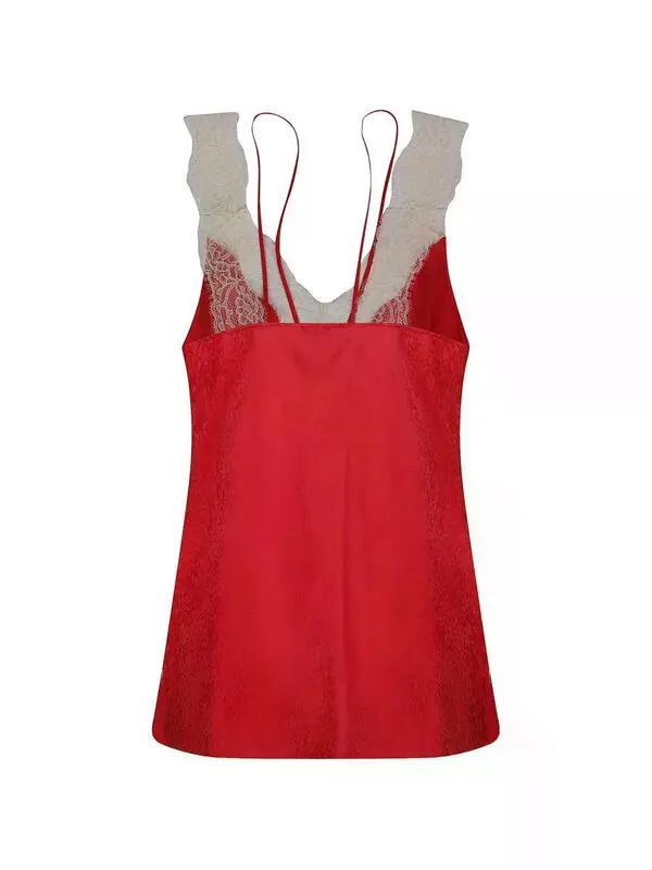 Pinko Lace-trim Jacquard Sleeveless Top