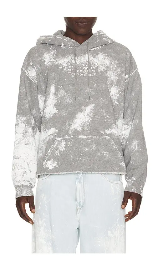 MAISON MARGIELA Distressed Logo Hoodie - Grey