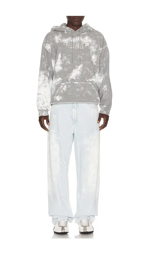 MAISON MARGIELA Distressed Logo Hoodie - Grey