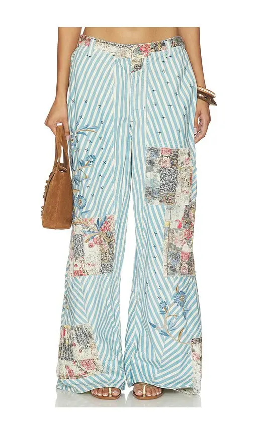 Free People X We The Free Runyon Patched Pant - Blue