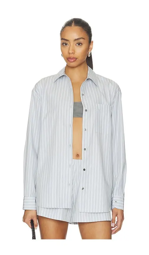 LESET Yoshi Stripe Classic Button Down In . Also - Grey