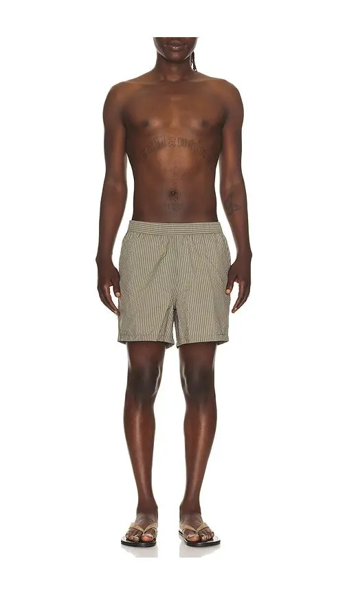 BATHER Fossil Seersucker Swim Trunks - Grey