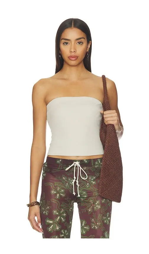 Enza Costa Cotton Rib Bandeau Top - Ivory
