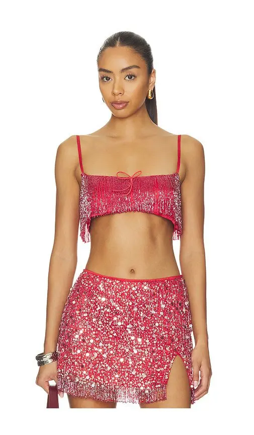 ASTA RESORT X Revolve Yasmin Fringe Bralette In . Also - Red
