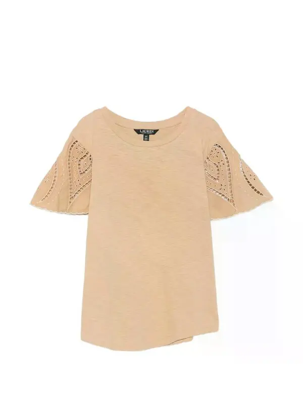 Ralph Lauren Broderie Anglaise Flutter Sleeve T-shirt - Neutrals