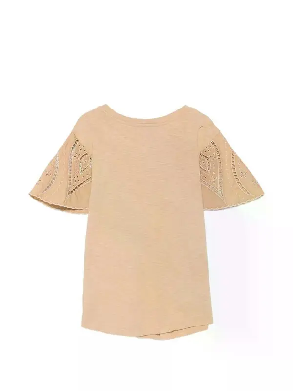 Ralph Lauren Broderie Anglaise Flutter Sleeve T-shirt - Neutrals