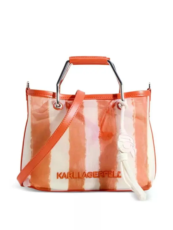 Karl Lagerfeld Ikon Striped Mesh Tote Bag - Orange