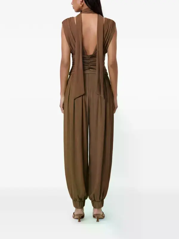 NICHOLAS Ruched Scarf-detail Top - Brown