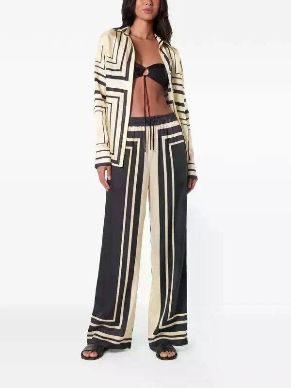 NICHOLAS Iris Silk-blend Geometric Print Long-sleeve Shirt