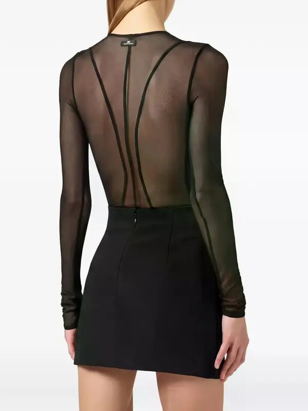Elisabetta Franchi Sheer Mesh Top With Bustier Detailing