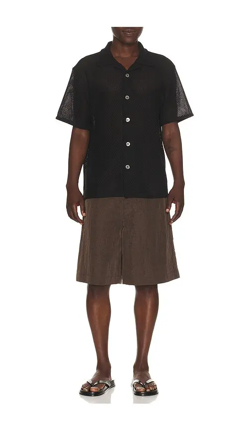 DUNST Open Collared Crochet Shirt In . Also