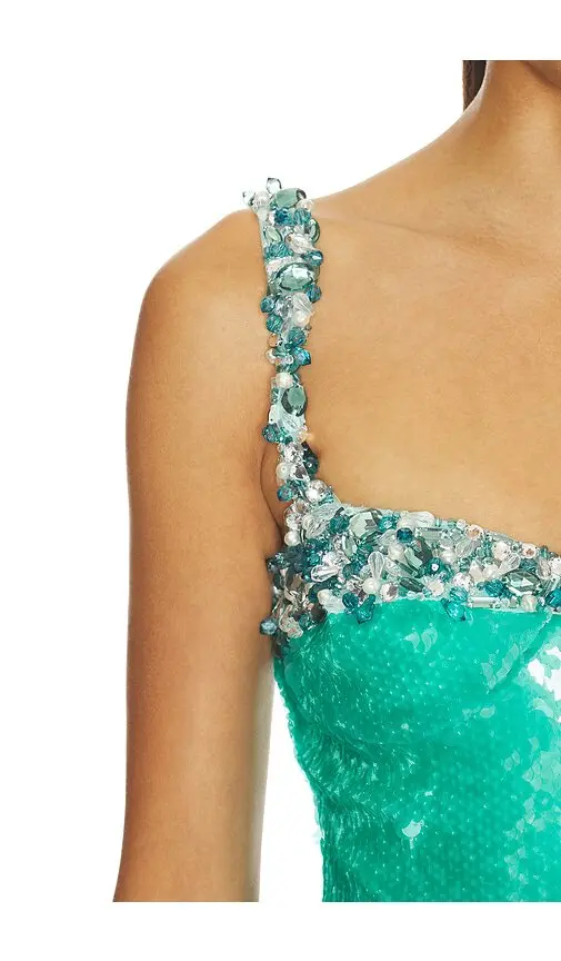 PatBO Sequin Embellished Mini Dress With Beaded Trim