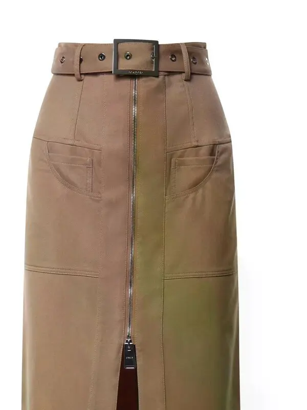 DONDUP Belted Zip-up Long Skirt