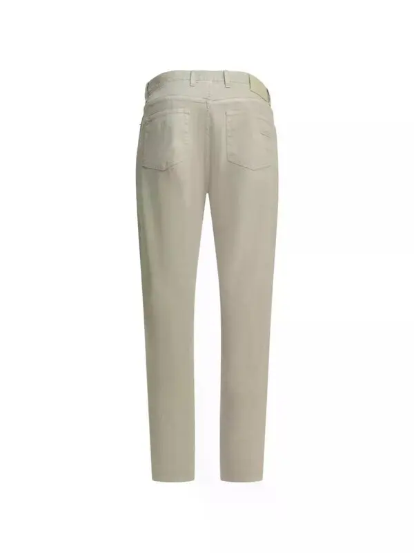 Zegna Logo-patch Linen Trousers - Neutrals