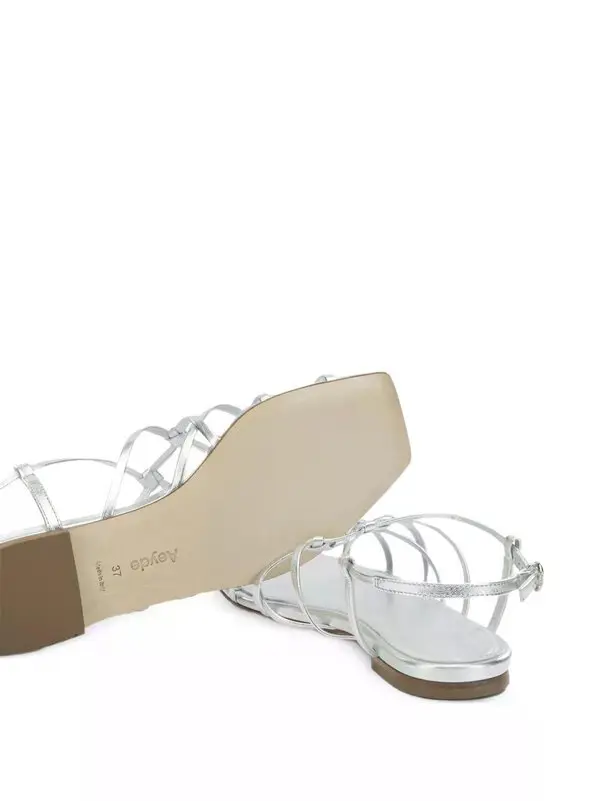 AeydĒ Anisa Leather Flat Sandals - Silver