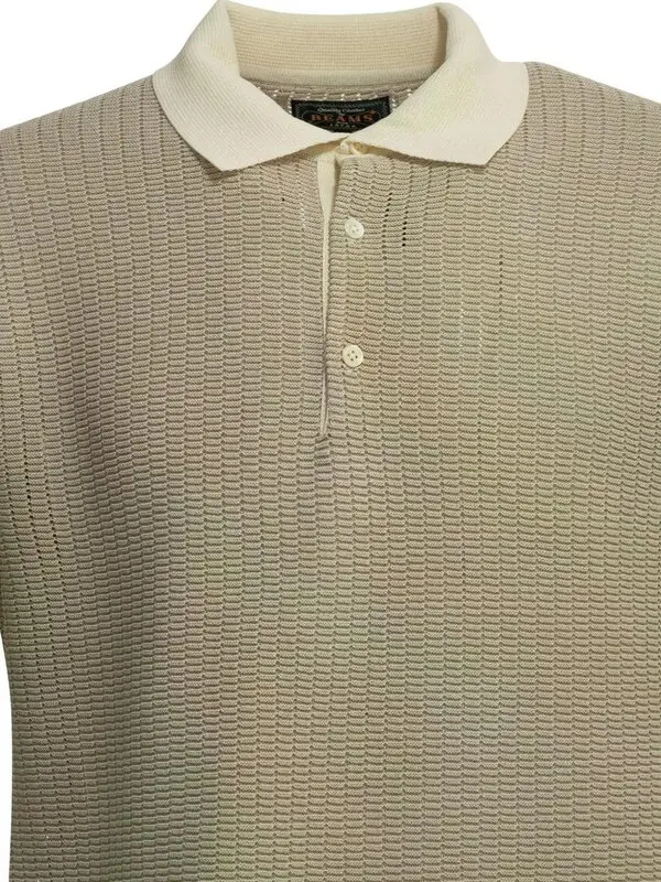 BEAMS Textured-knit Short-sleeve Polo Shirt