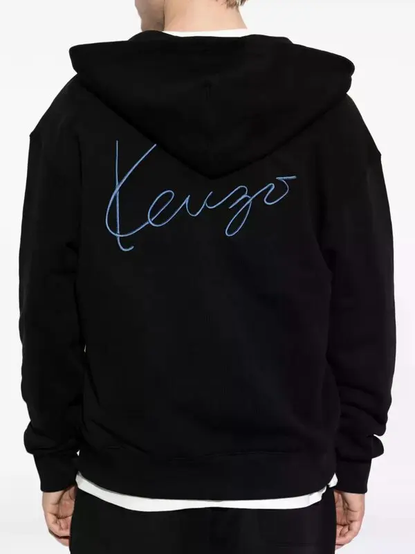 Kenzo Logo Embroidered Zip-up Hoodie