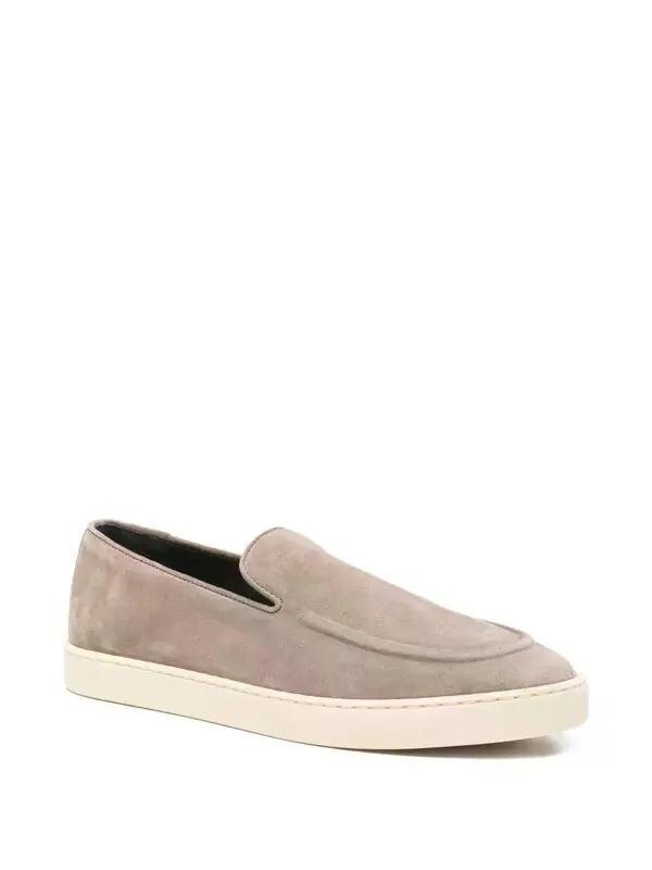Canali Suede Almond Toe Slip-on Loafers