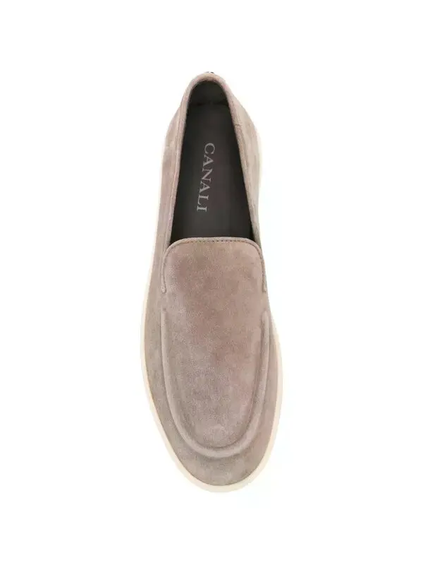 Canali Suede Almond Toe Slip-on Loafers