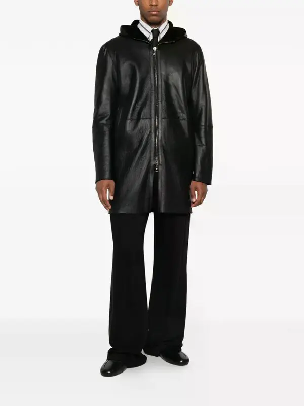 Tagliatore Wilson Hooded Leather Jacket