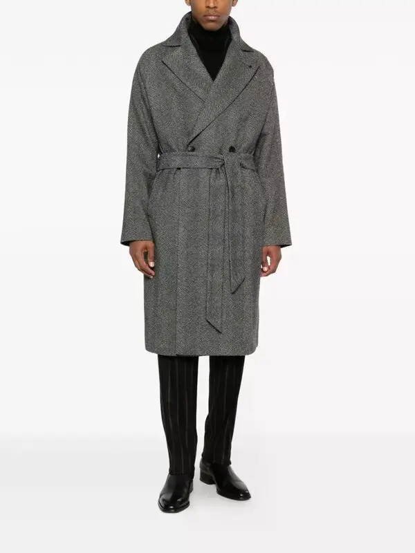 Tagliatore Herringbone-pattern Belted Coat