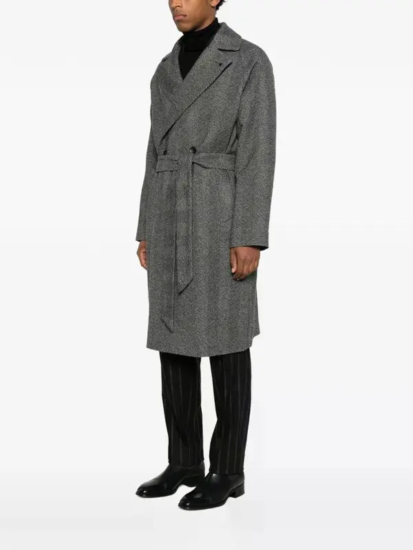 Tagliatore Herringbone-pattern Belted Coat