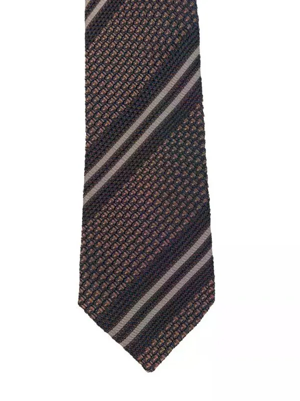 Tagliatore Diagonal-stripe Waffle-knit Tie - Blue