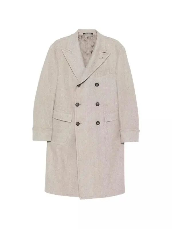 Tagliatore Double-breasted Herringbone-pattern Coat