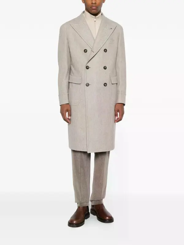 Tagliatore Double-breasted Herringbone-pattern Coat