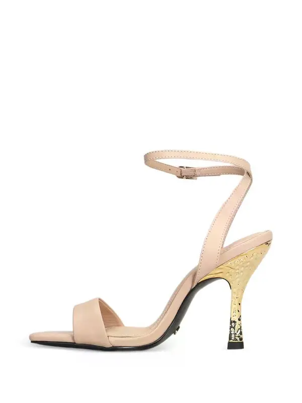 GOLD & ROUGE Hammered-effect Stiletto Sandals
