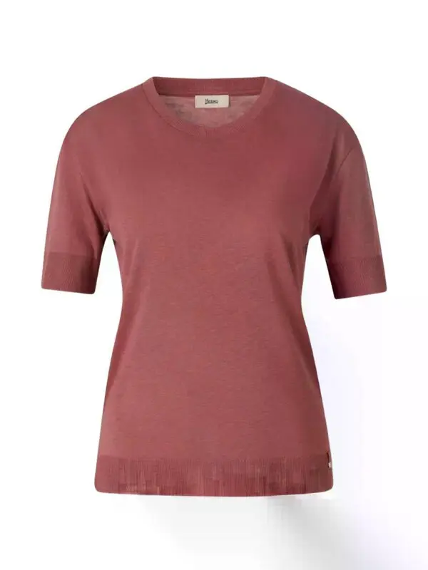 Herno Maroon Ribbed Crew Neck T-shirt - Red