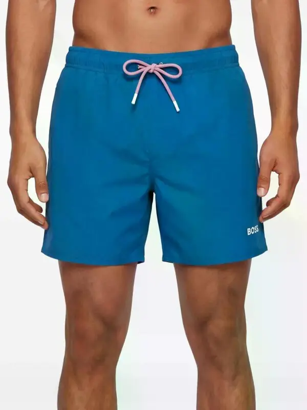 BOSS Logo Print Drawstring Swim Shorts