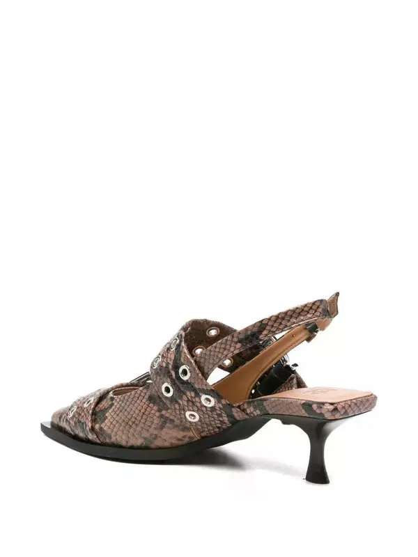GANNI Snake-effect Mules